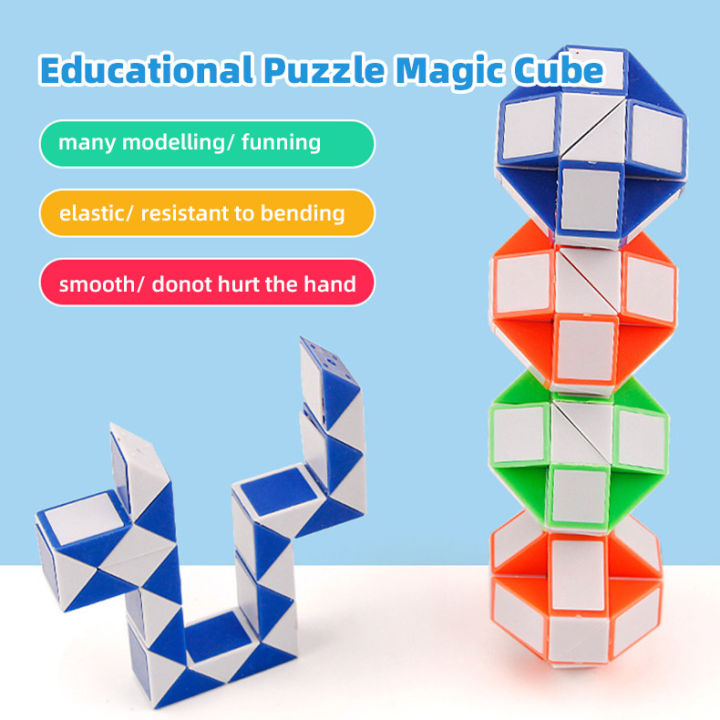 【1-3Days Delivery】3D Magic Cube Ruler 24 Segments Cubo Magico Snake ...
