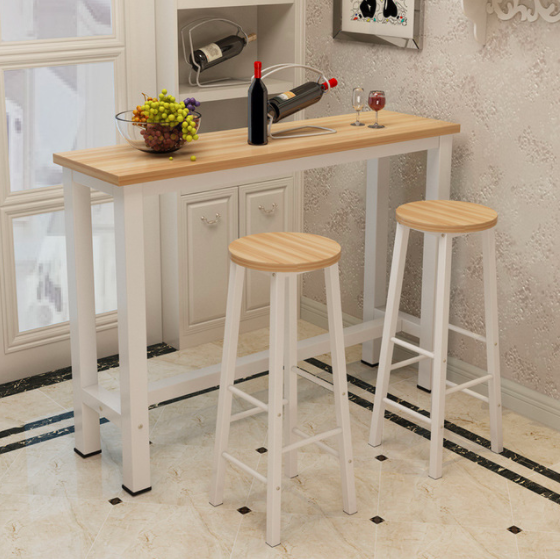 [120x40x100cm] Simple Wooden Bar Table with Steel Frame & 2 Units High ...