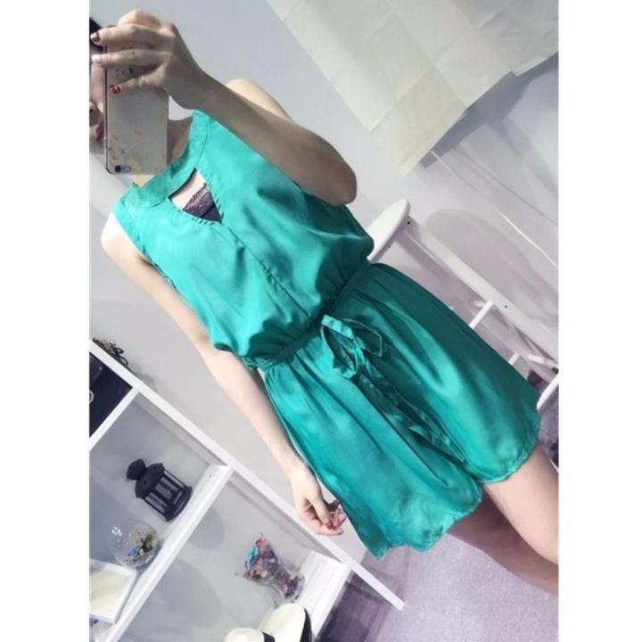 Classic Elegant Silky Smooth Green Romper | Lazada Singapore
