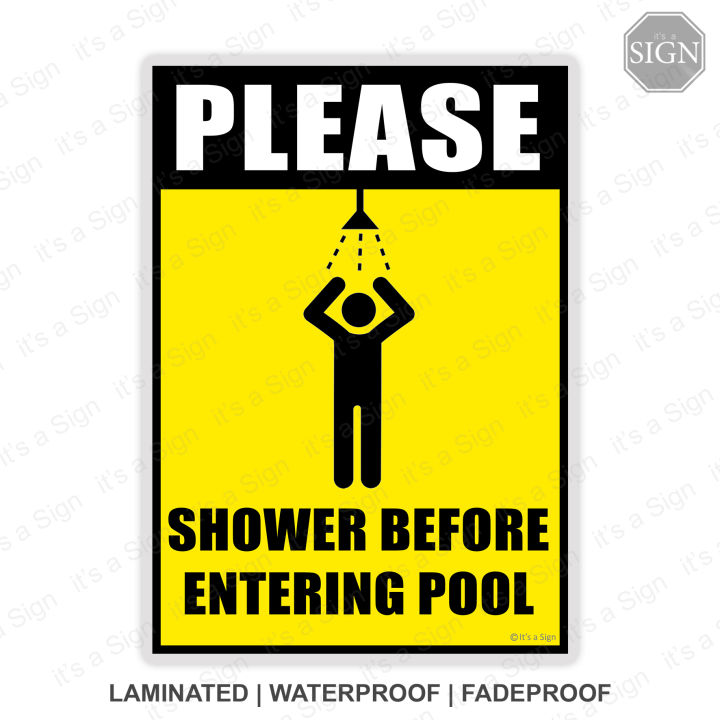 Shower Before Entering Pool - Laminated Signage - A4 / A3 Size | Lazada PH