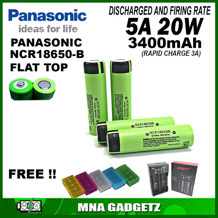 PANASONIC B 5A 18650 3400mAh Flat Top Lithium Ion Battery Vape Battery ...