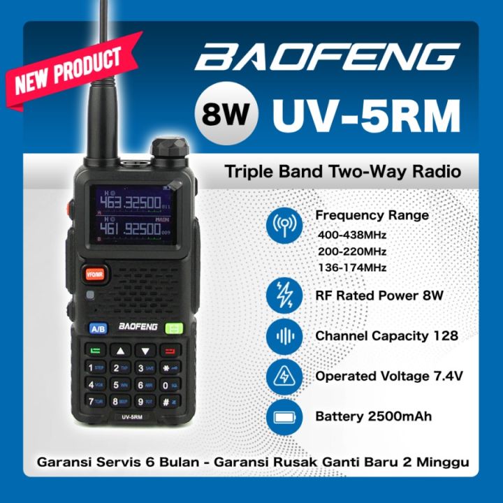 HT BAOFENG BAOFENG UV-5RM 8 Wat / HT Tri Band BAOFENG TERBARU | Lazada Indonesia