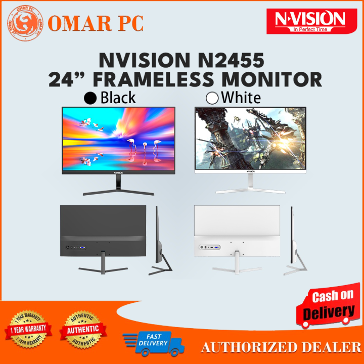 Nvision N2455 24 inch FRAMELESS 75Hz FHD MONITOR ( BLACK and WHITE ...