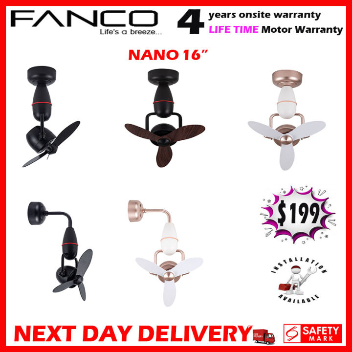FANCO NANO 16" Corner Fan - DC Motor Ceiling & Wall Mounting Fan ...