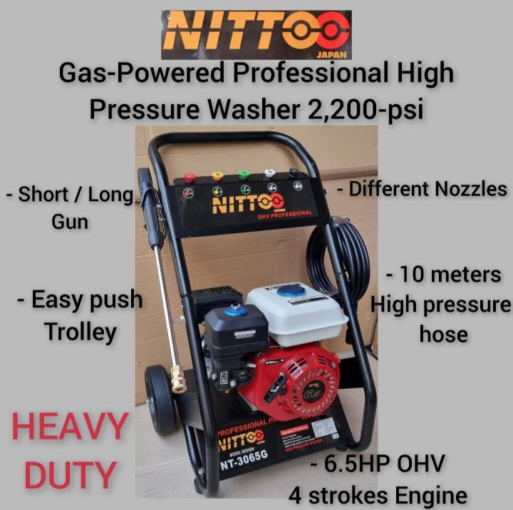 NITTOO Gas-Powered Professional High Pressure Washer Set 6.5-HP 2,200 ...