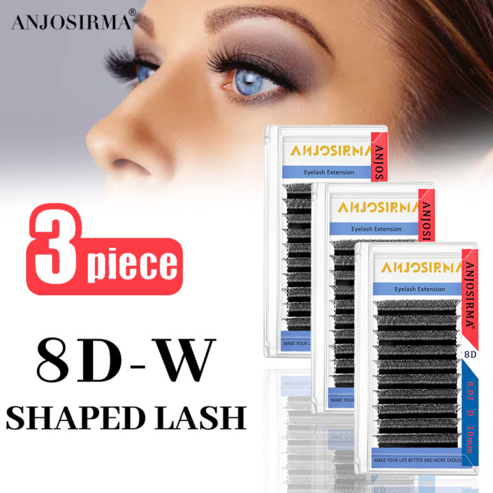 ANJOSIRMA ขนตาปลอม8D 3ชิ้นสองชั้นรูปตัว W ขนตาแบบหนาเต็ม Peralatan Rias ขนมิงค์ธรรมชาติพรีเมี่ยม ...