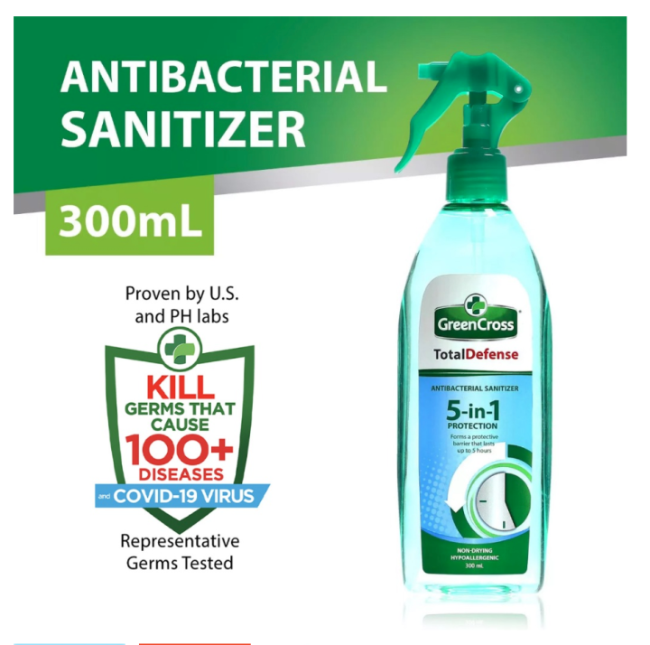 GreenCross TOTAL DEFENSE Antibacterial Sanitizer Spray 70% Ethyl ...