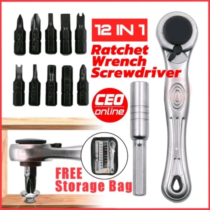 CEO 🇲🇾 12 In 1 Ratchet Wrench Close Quarter Adjustable Ratchet ...