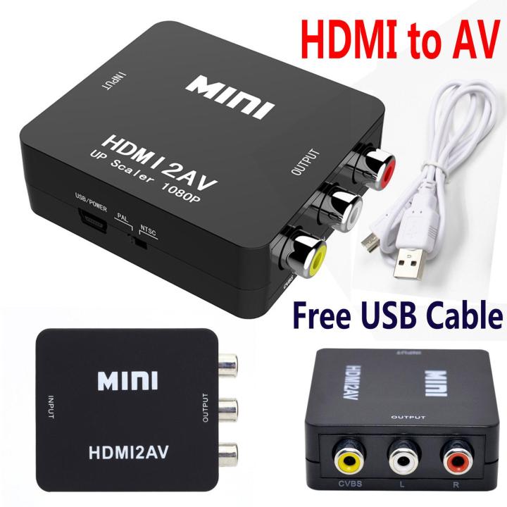 กล่องแปลงสัญญาน HDMI to AV High Quality Mini HD 1080P HDMI 2AV Video ...