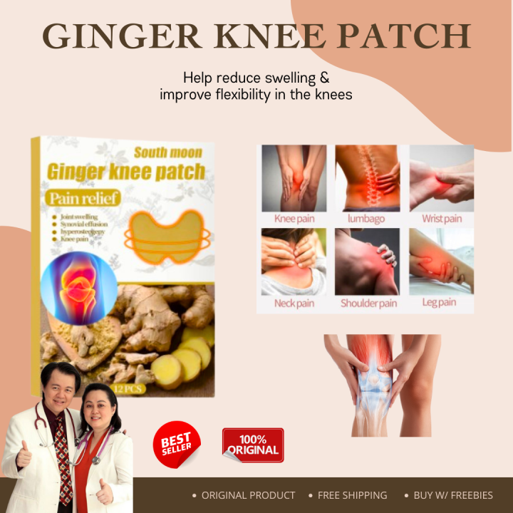 Original Ginger Knee Patch: Herbal Relief for Joint & Muscle Pain, Arthritis Support, Swelling ...
