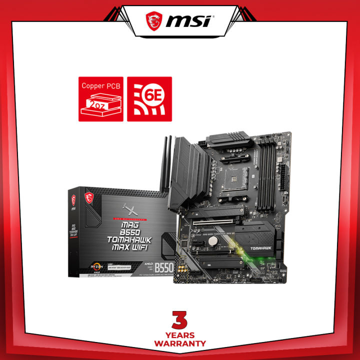 MSI B550 Tomahawk Max WiFi ATX Gaming Motherboard, AMD AM4, DDR4, PCIe ...