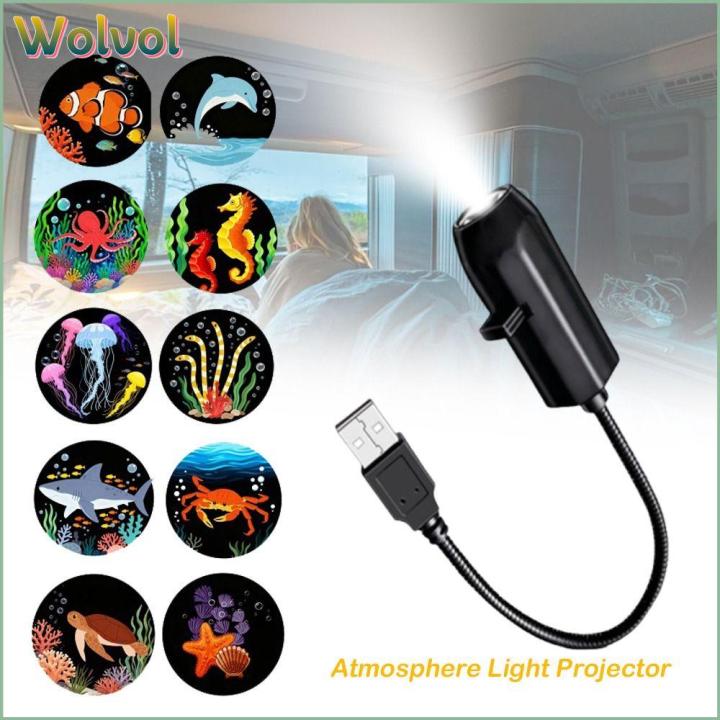 WOLVOL ไฟ LED โคมไฟมหาสมุทร ขับเคลื่อนด้วย USB 5V โคมไฟโปรเจคเตอร์ ...