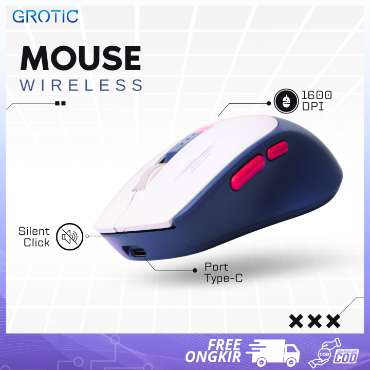 GROTIC Mouse Wireless Bluetooth Silent Clik Dual Mode 2.4Ghz And ...
