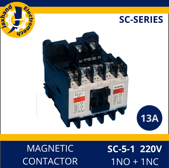 MAGNETIC CONTACTOR SC-5-1 (22A-220V-440V) THREE-PHASE 5.5kW - 220V ...