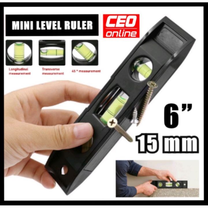 CEO 🇲🇾 Level Ruler 6" 15mm Mini Magnetic Spirit Level Water Level Ruler ...