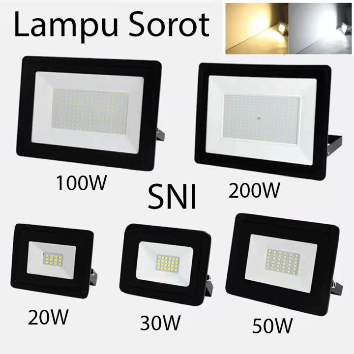 LAMPU SOROT LED 20W 30W 50W 100W 200W IP66 WATERPROOF / LAMPU TAMAN LED FLOOD LIGHT / LAMPU ...