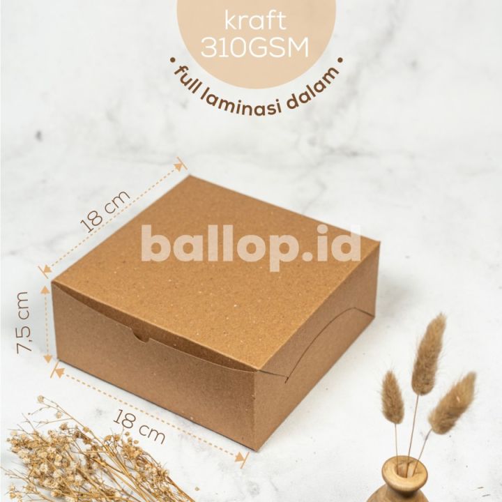 [10 PCS] KRAFT 18 18 7,5 CM Laminasi Kotak Box Kemasan Packing Dus Nasi ...