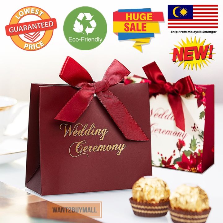 🇲🇾 🏆 INS Tote Paper Bag Wedding Majlis Kahwin Door Gift Bag Candy Box ...