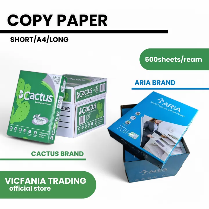 Cactus/Aria Premium Multipurpose Bond Paper Short, A4, Long Subs 20 ...