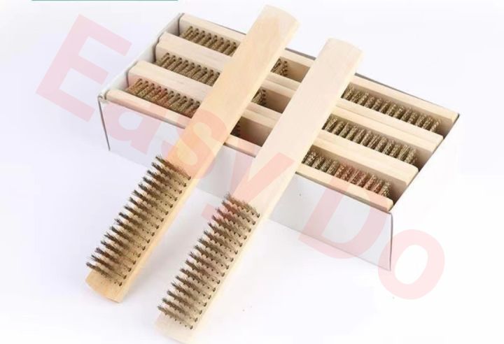 Copper Wire Brush With Wooden Handle metal High-Density Cleaning Scrub ...