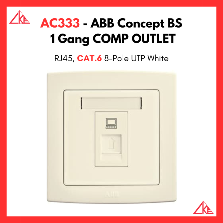 ABB Concept BS 1 Gang Data Outlet RJ45 CAT.6 8P UTP White AC333 | Lazada Singapore