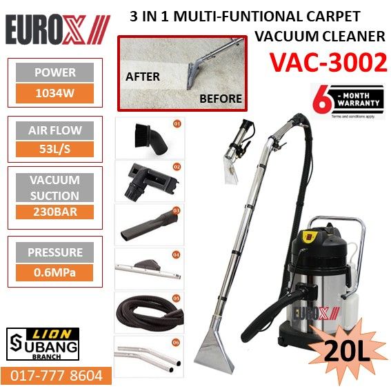 EUROX 20L 3IN1 Multi-Functional Carpet Vacuum Cleaner 1034W w/ Hand ...
