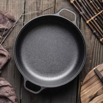 Cast Iron Paella pan Frying pan two ears 35CM Gas cooker induction ...