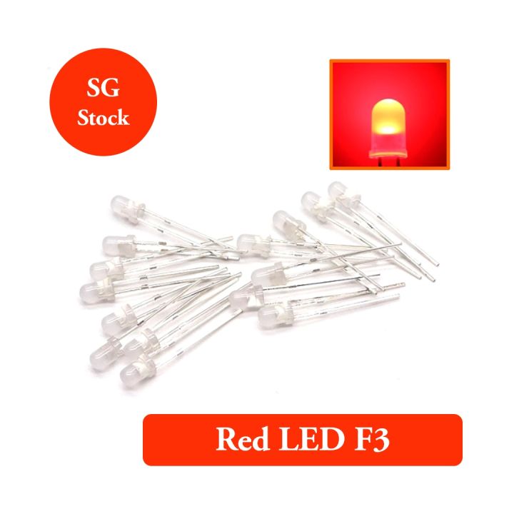Red Colour LED F3 3mm Light Emitting Diode DIY Arduino Raspberry Pi (5 Pieces) | Lazada Singapore