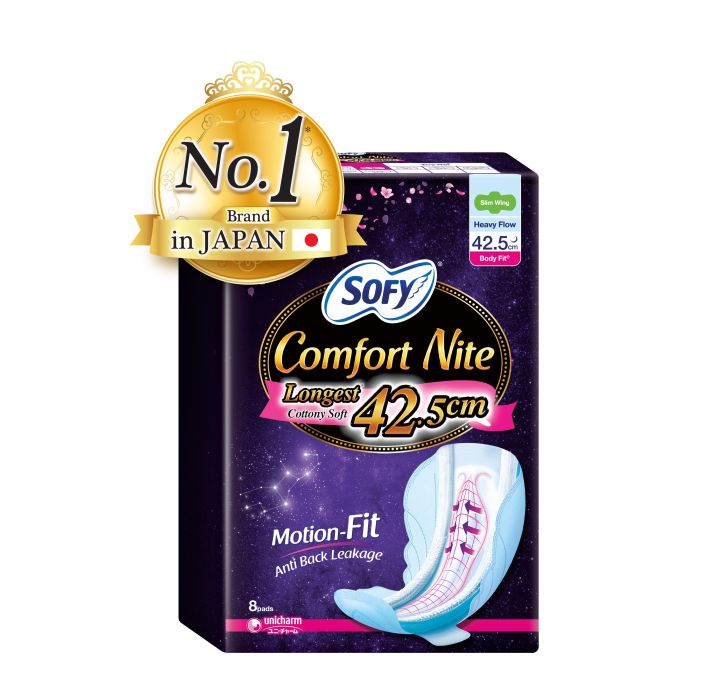 SOFY Comfort Nite 42.5cm Cottony Slim Wing [8 Pads] | Lazada