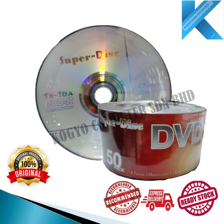 SUPER DISC DVD-R 16X 4.7GB 120Min DVDR DISC 50 PCS / PACK | Lazada