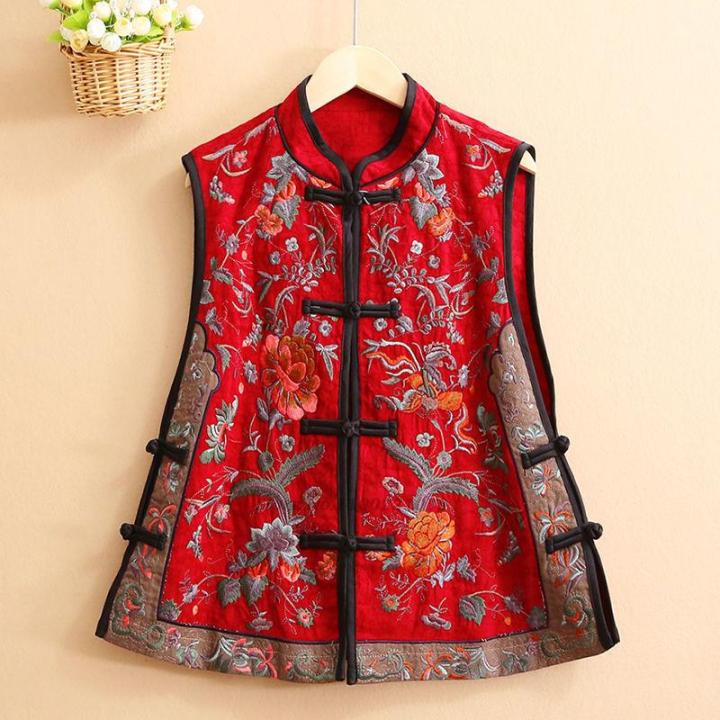 Jodie 2023 Traditional Chinese Women Vintage Elegant Vest Flower ...