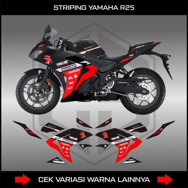 STIKER STRIPING YAMAHA R25 OLD / STICKER DECAL SEMI FULL BODY MOTOR R25 ...