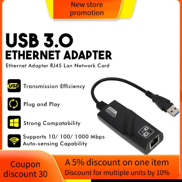 Popcorn USB 3.0 Ethernet Adapter Rj45 Lan Network Card Gigabit Internet ...