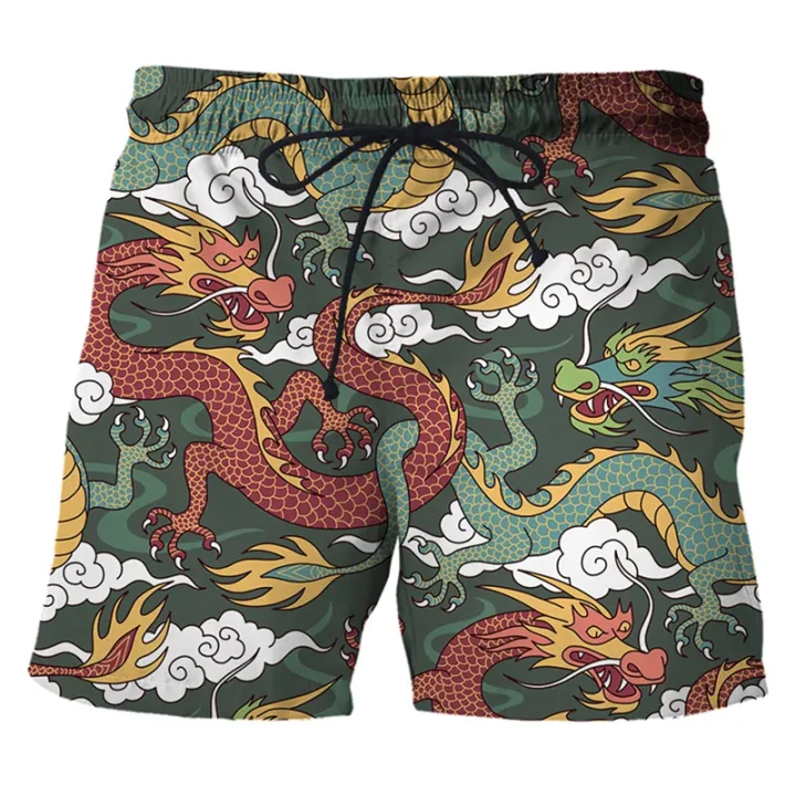 【Trusted】 Chinese Dragon 3d Print Swim Trunks For Men Hawaiian Beach ...