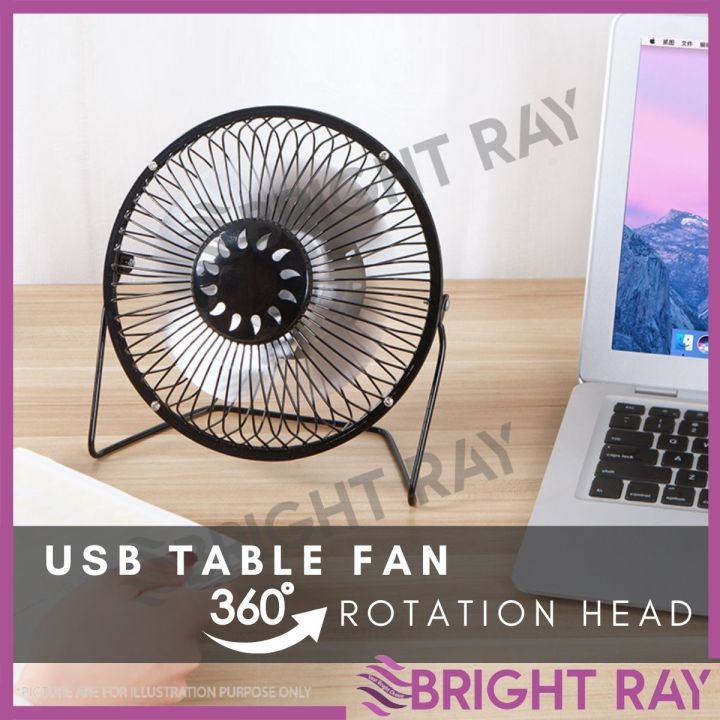 LARGE 6 Inch Table Fan Strong Wind Portable Tabletop Mini Metal USB Fan ...