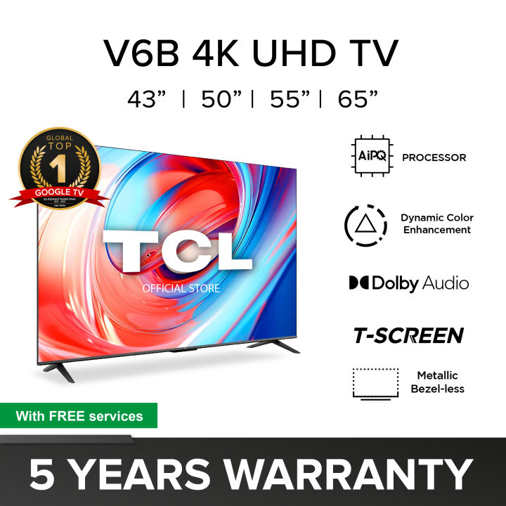[5 Years Warranty]TCL V6B/P635 4K TV | Android TV | 43 50 55 65 inch ...