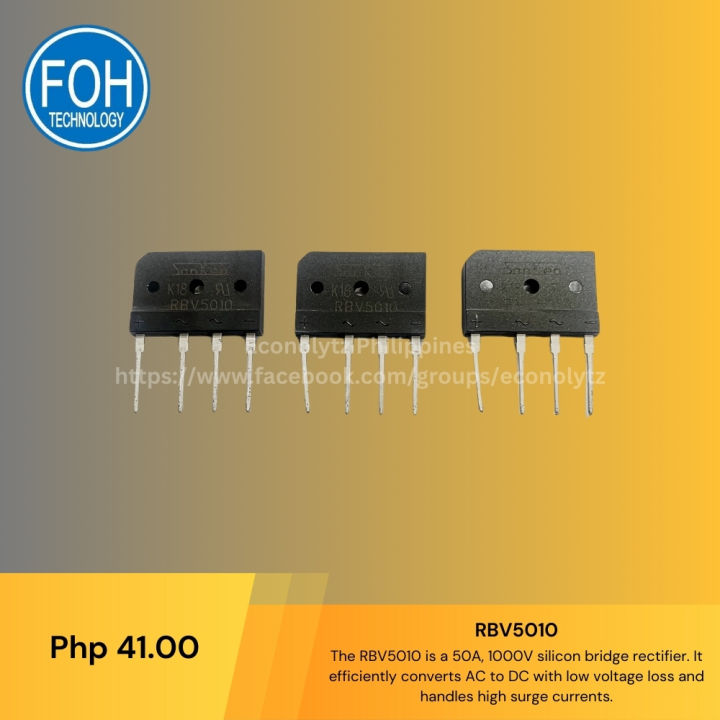 1PC RBV5010 1000V, 50A, Bridge Rectifier Diode | Lazada PH