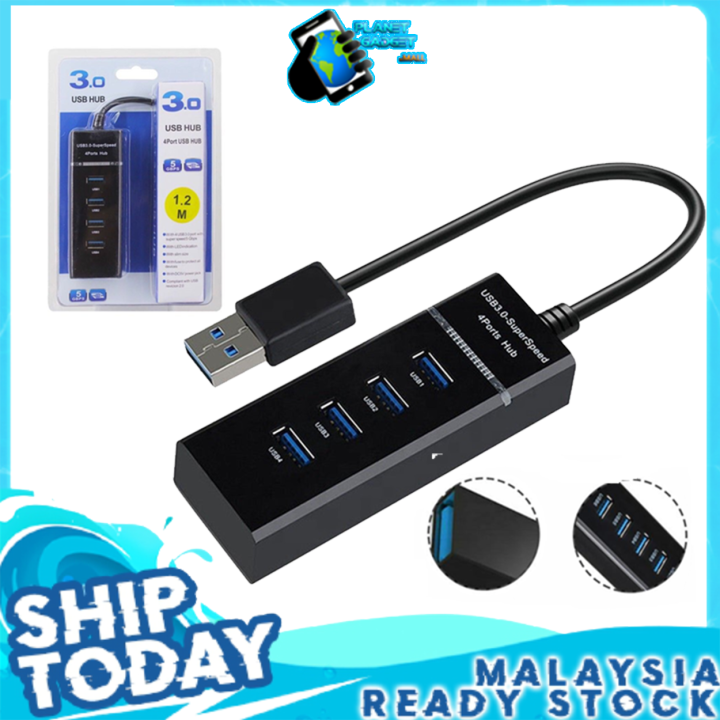 Multi USB Hub 3.0 4 Port Extension Super Hi-Speed Cable Splitter Port ...