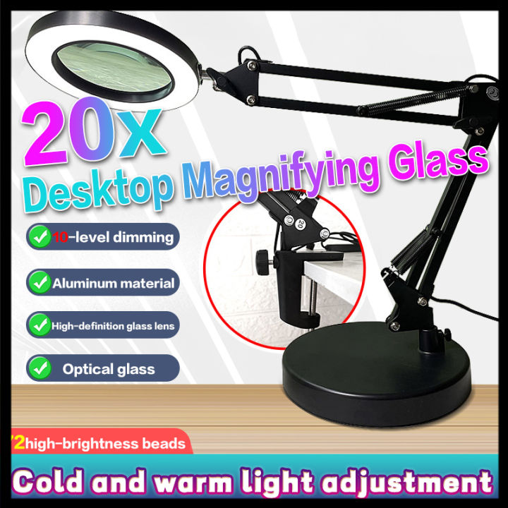 magnifying glass with light 20x magnification Adjustable warm&cool ...