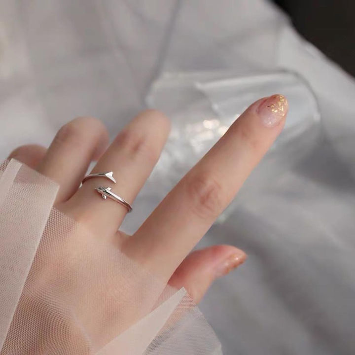 [YWYK] INS เกาหลี925เงินปลาโลมาเปิดแหวนปรับสำหรับผู้หญิงสาวนิ้วแหวนอุปกรณ์เครื่องประดับ | Lazada ...