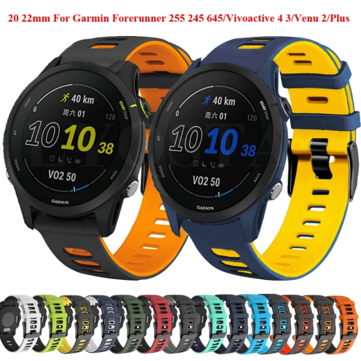 22 20mm Silicone Band For Garmin Forerunner 265 965 255 255M 245 645 ...
