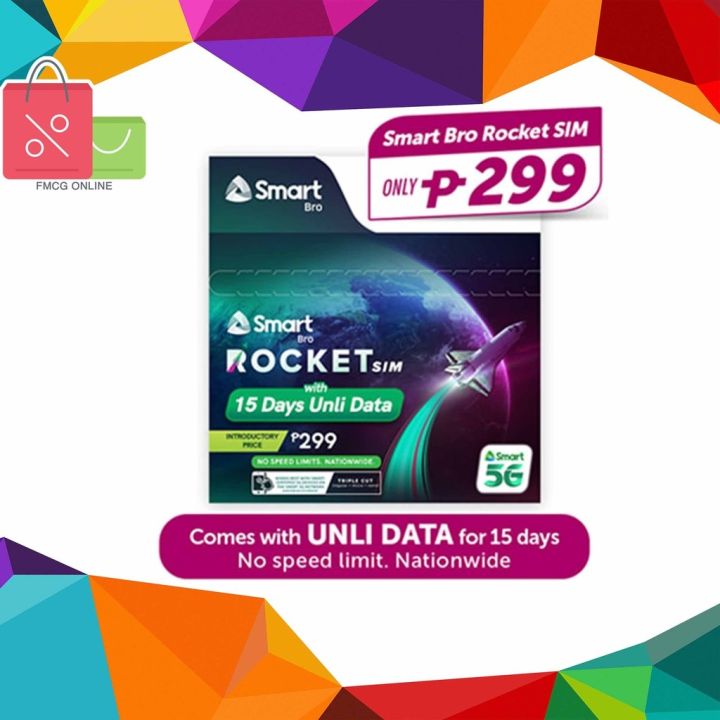 Smart Bro Rocket Sim 299 with UNLI DATA for 15 days | Lazada PH