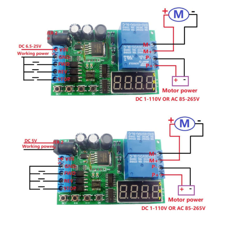 Zerone Motor Controller 5V-24V Motor Forward / Reverse Controller Timing Delay Time Cycles Relay ...