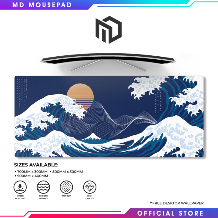 MD Mousepad | Kanagawa Wave Blue | Extended Mousepad | Large Gaming ...