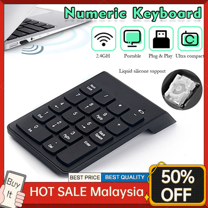 2.4GHz Wireless Numeric Keypad Numpad USB Number Pad 18 Keys Digital ...