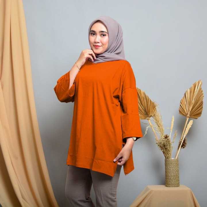 VC Baju Atasan Kaos Oversize Wanita Kekinian Jumbo Polos Terbaru Tunik ...