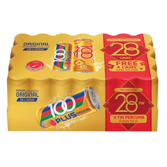 F&N CNY 100 Plus Original Gold 1 Carton (24+4 x 325ml) 100plus | Lazada