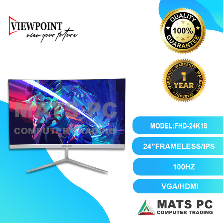 VIEWPOINT FHD-24K1S 24 INCHES 100HZ CURVED FRAMELESS MONITOR | Lazada PH