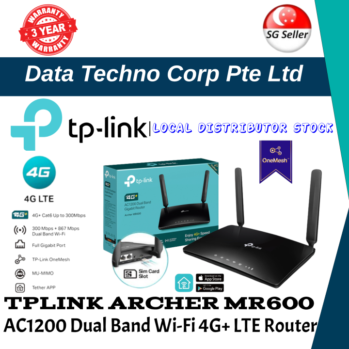 TPLINK Archer MR600 4G+ Cat6 AC1200 Wireless Dual Band Gigabit Router ...