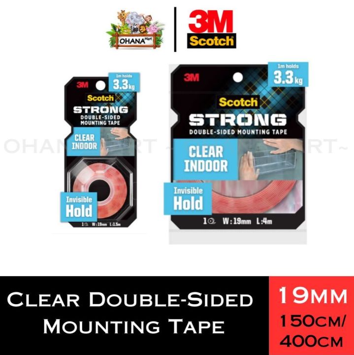 3M Scotch® Clear Indoor / Outdoor (UV Resistant ) Permanent Double Sided Mounting Tape - 19mm (1 ...